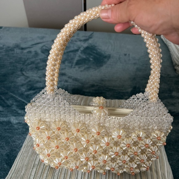 Bags | Handmade Beaded Bag Crystal Bead Bag With Flower Detailing ...
